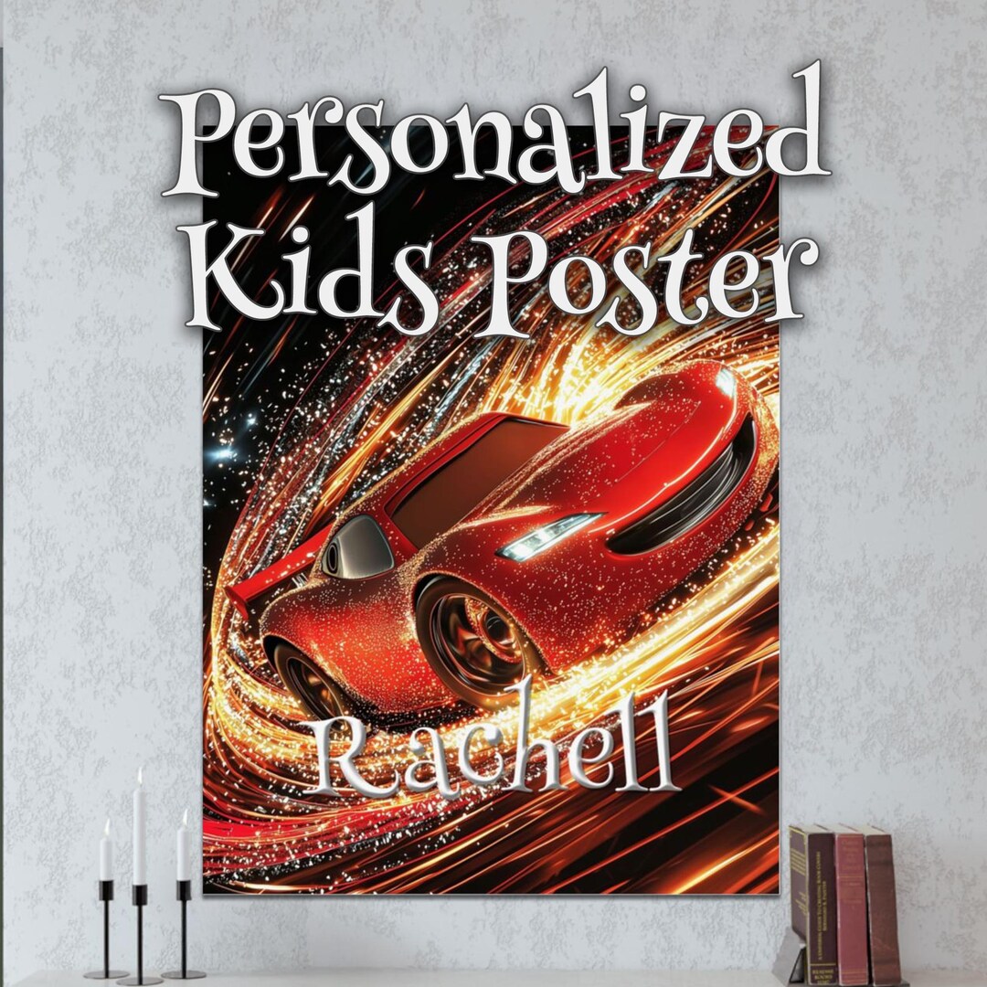 Personalized Racecar Poster for Kids Poster – Child's Name Poster ...