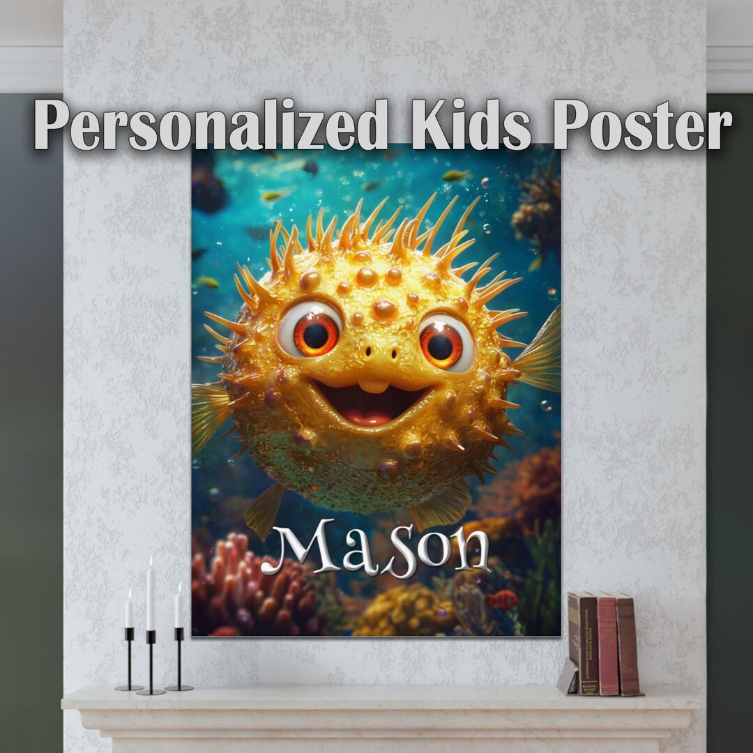 Personalized Pufferfish Poster for Kids – Engaging Art Print – Vibrant ...