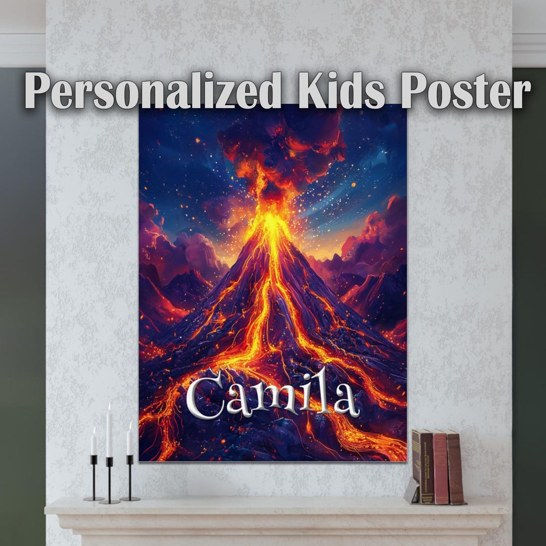 Personalized Volcano Eruption Poster for Kids – Creative Room Decor ...