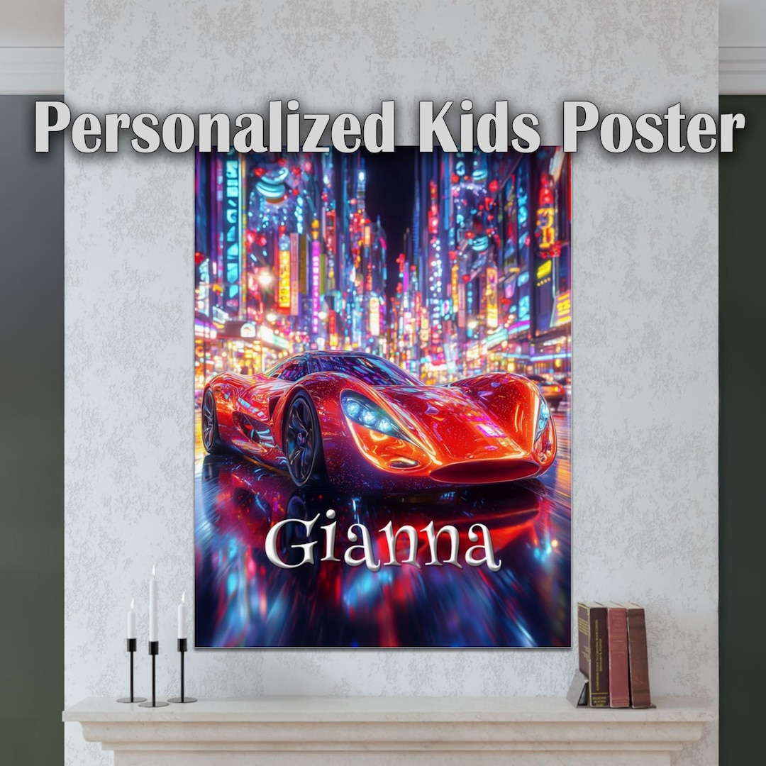 Personalized Sports Car Poster for Kids – Unique Art Display – Ideal ...