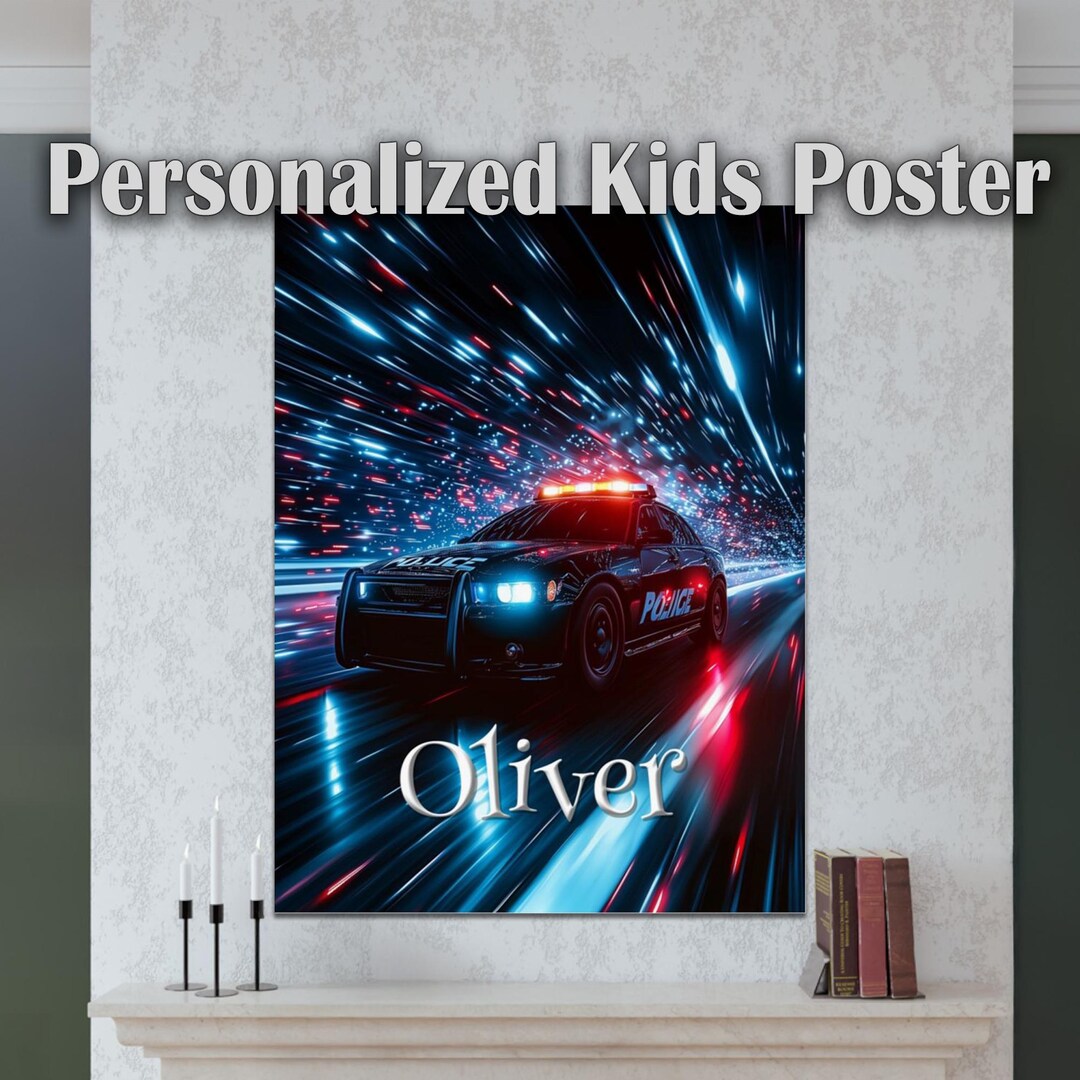 Personalized Police Car Poster for Kids – Creative Room Decor – Early ...