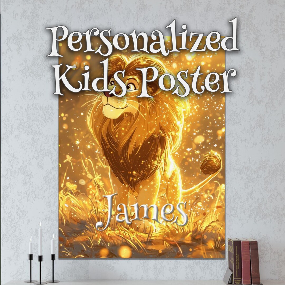 Personalized Lion Poster for Kids Poster – Unique Art Display – Nursery ...