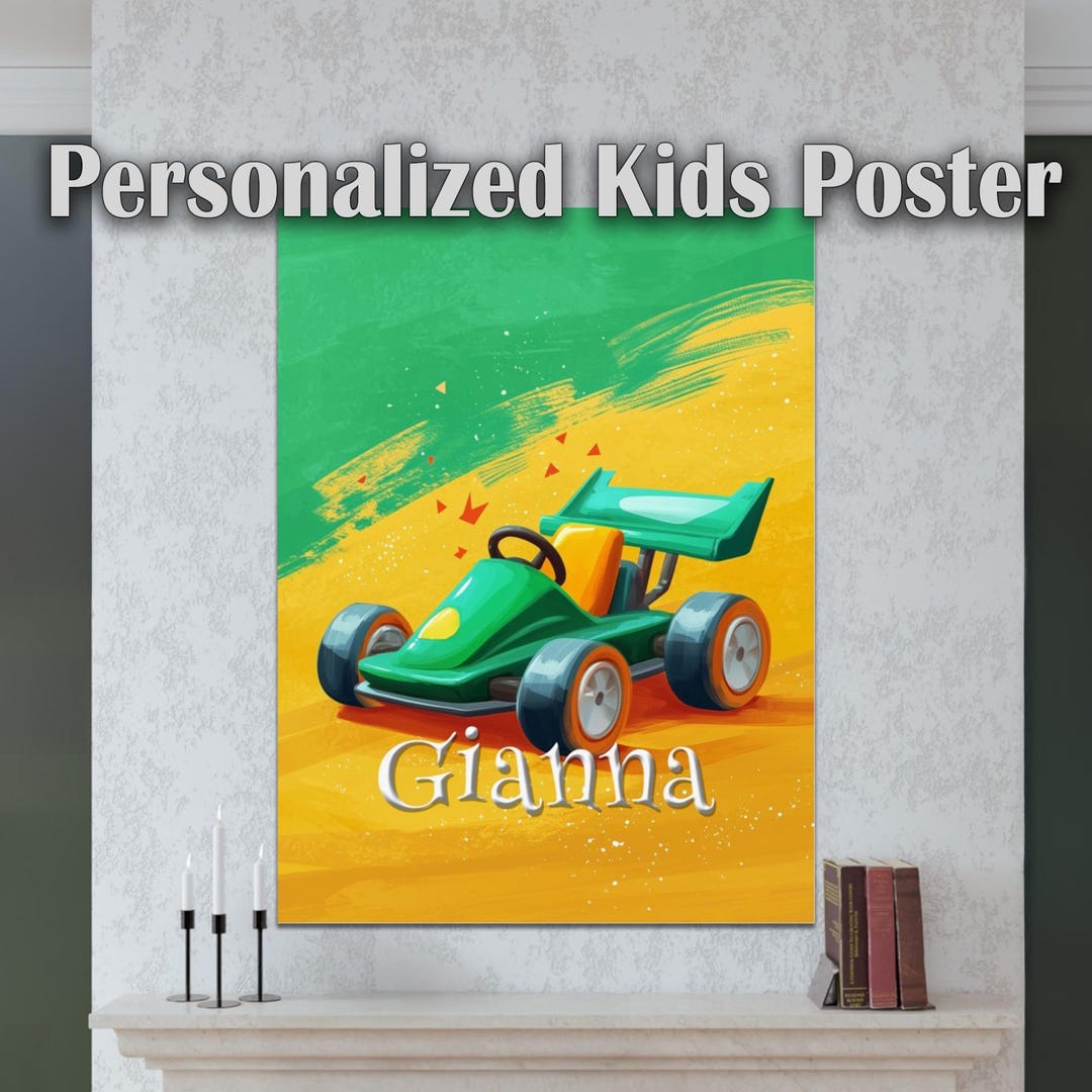 Personalized Go-kart Poster for Kids – Vibrant Color Print – Child's ...