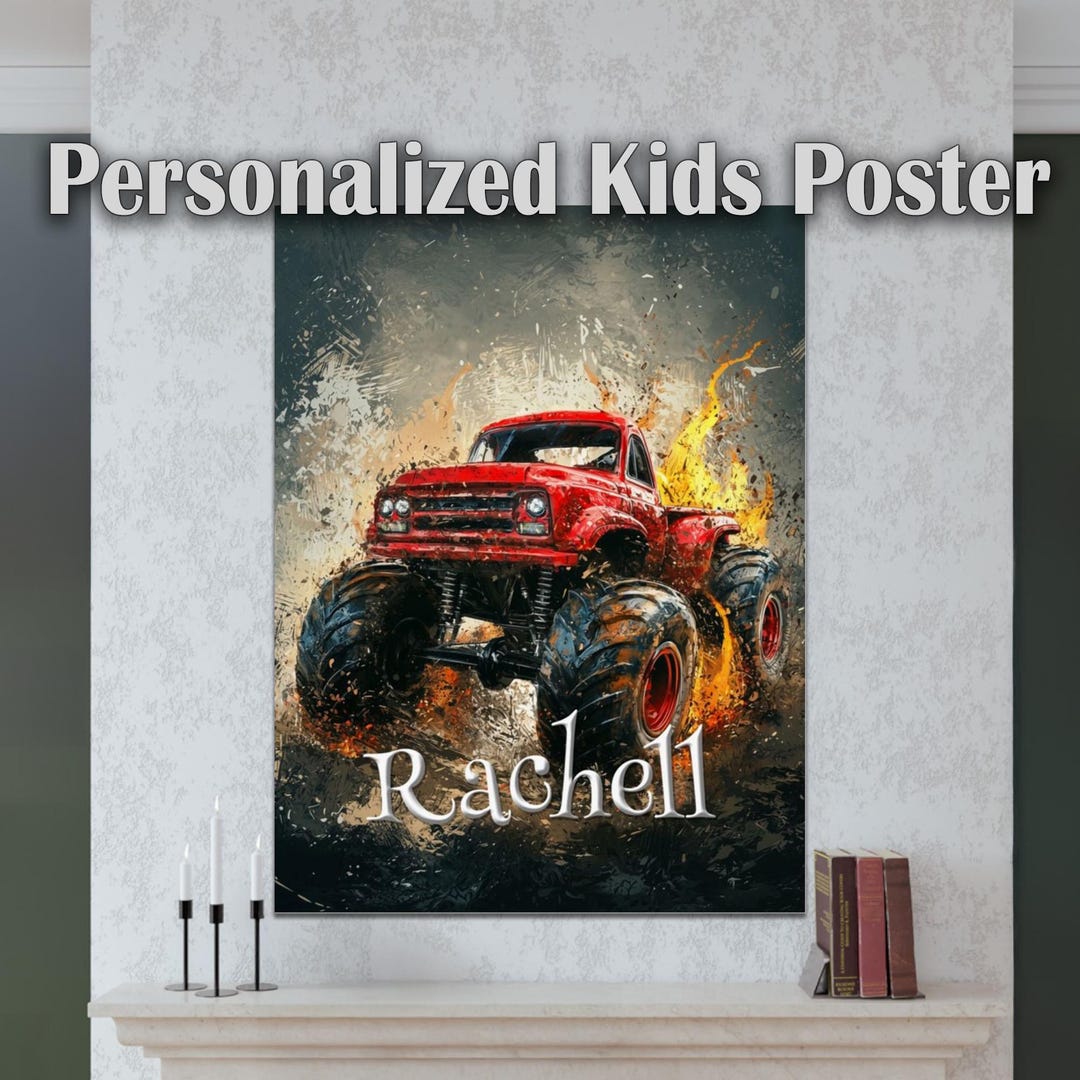 Personalized Monster Truck Poster for Kids – Inspires Imagination ...