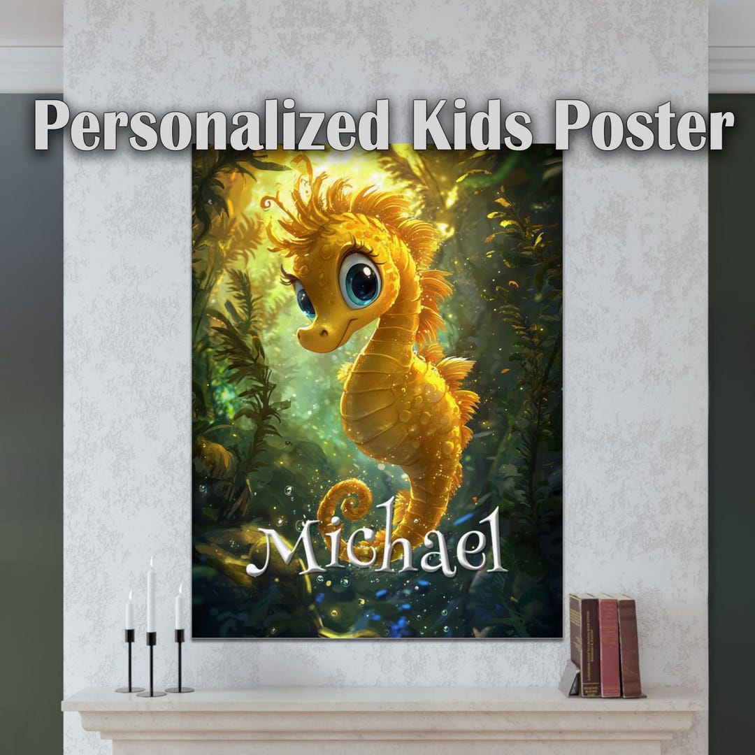Personalized Seahorse Poster for Kids – Toddler Room Decor – Engaging ...