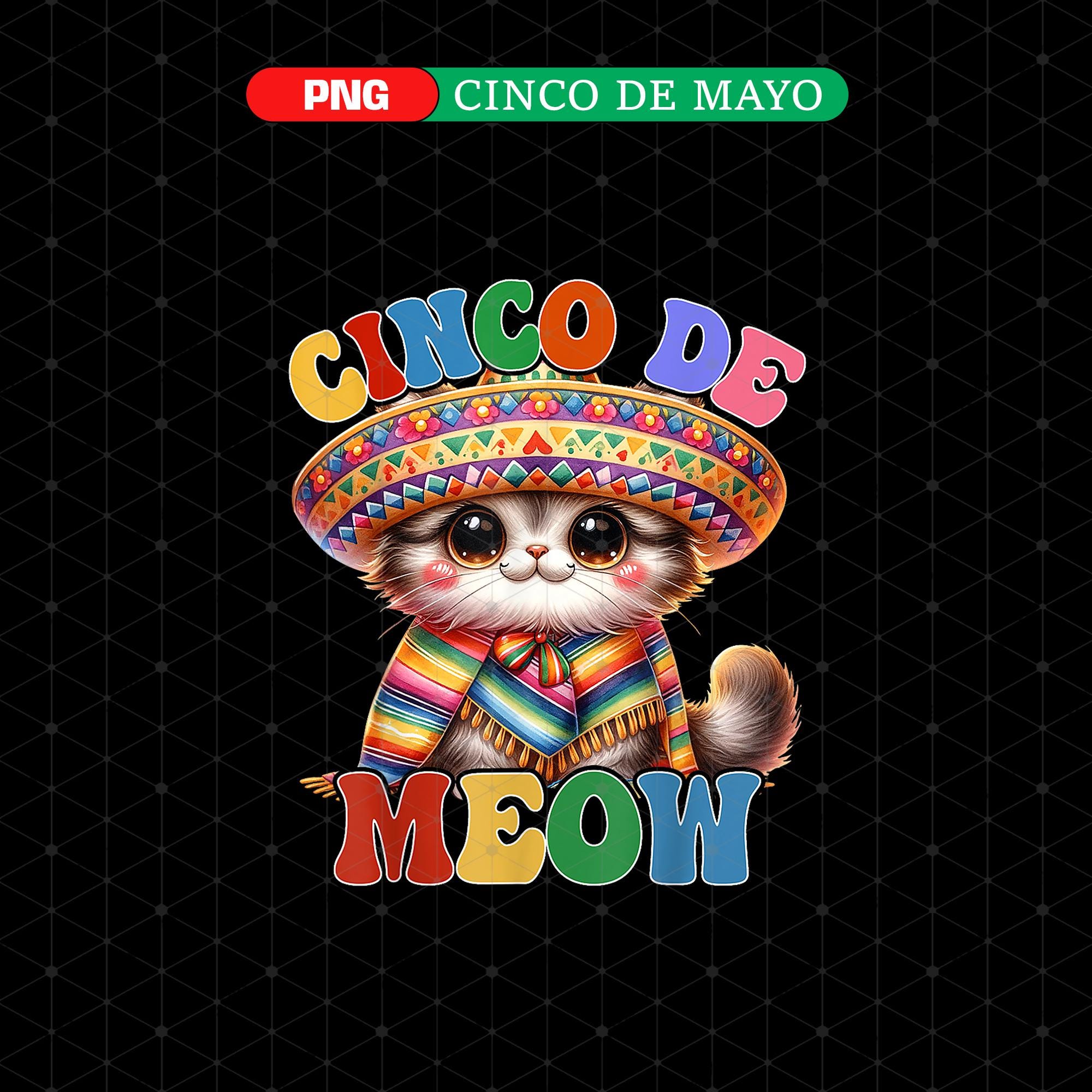 Cinco De Mayo Cat PNG | Fiesta Digital Download Clipart | Cat Cinco De ...