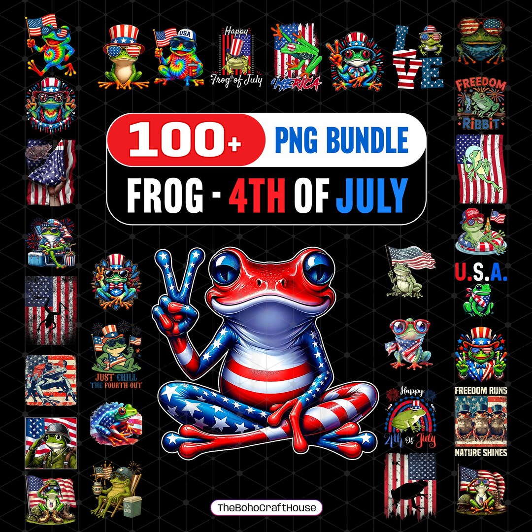 Frog 4th of July PNG Bundle, USA Independence Day Frog PNG Bundle ...