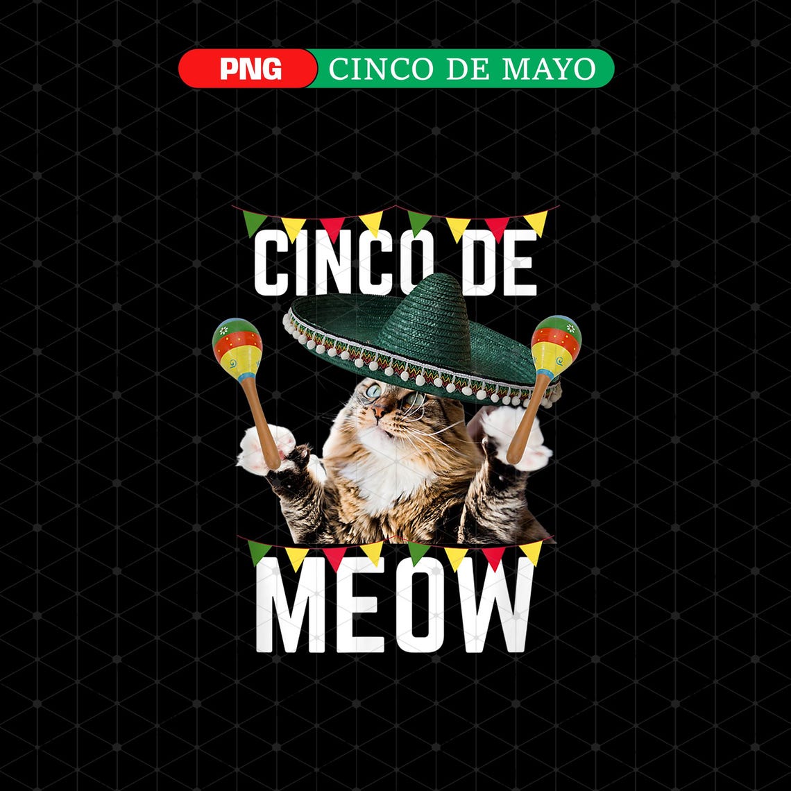 Cinco De Mayo Cat PNG | Fiesta Digital Download Clipart | Cat Cinco De ...