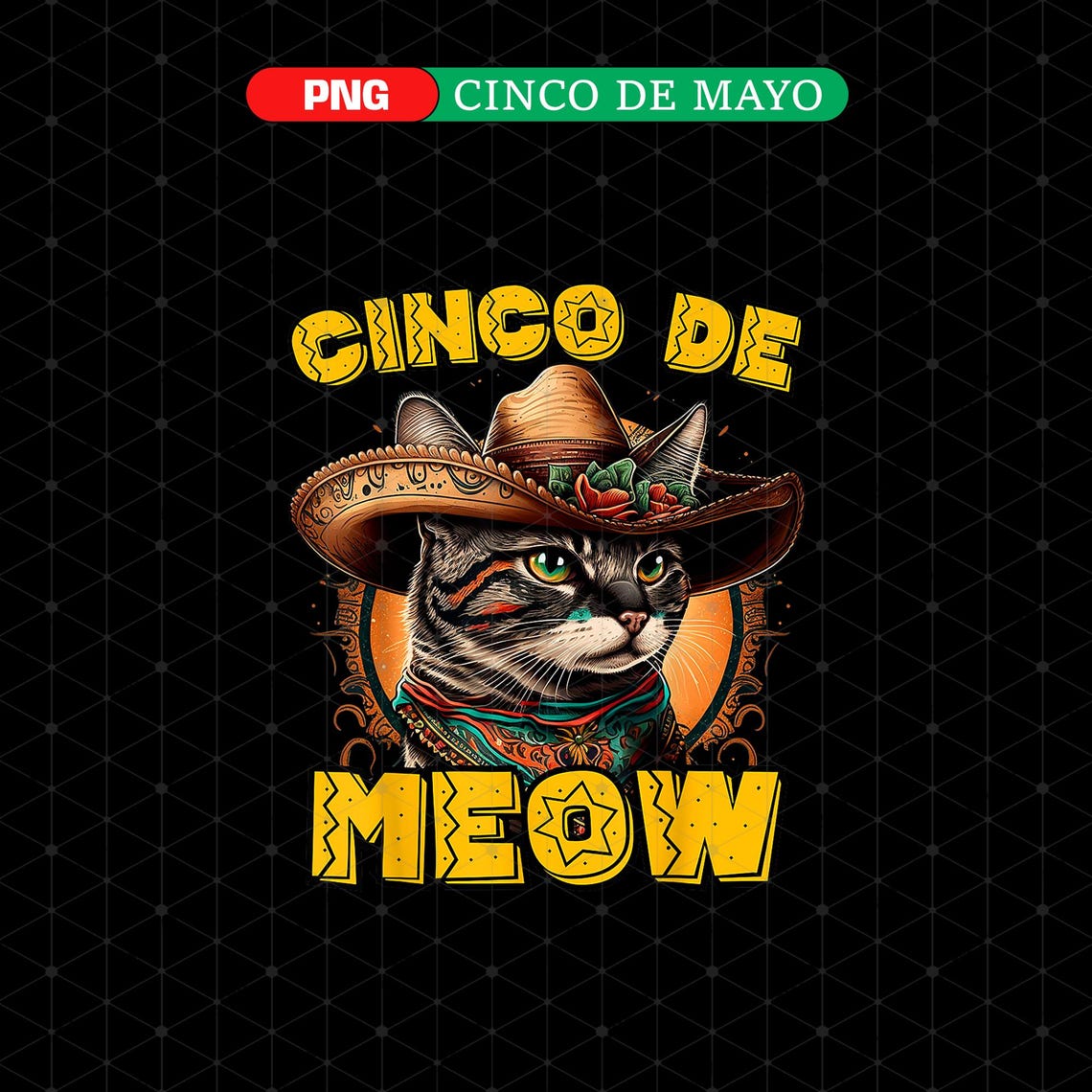 Cinco De Mayo Cat PNG | Fiesta Digital Download Clipart | Cat Cinco De ...