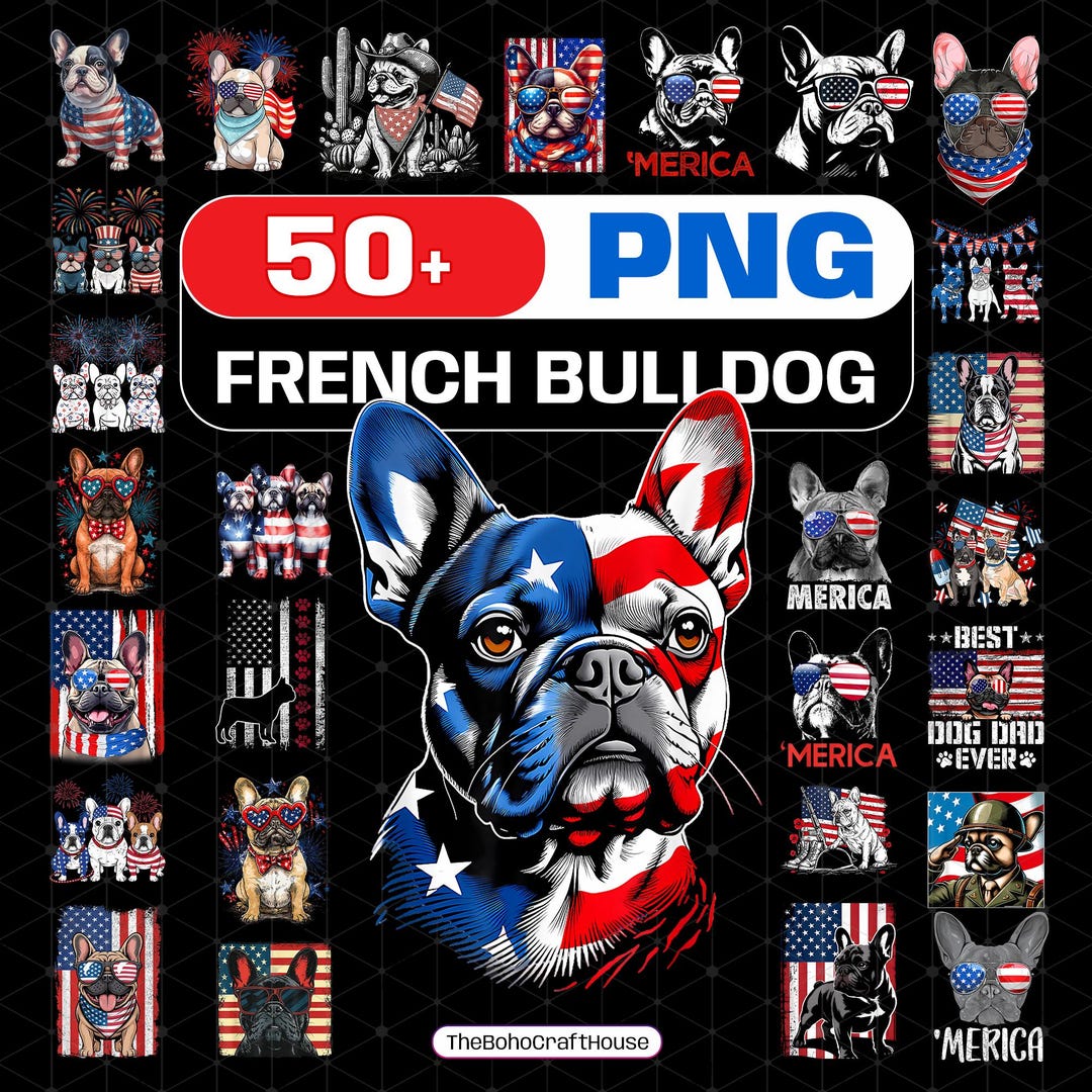 French Bulldog 4th of July PNG – Patriotic Dog Clipart – Red White ...
