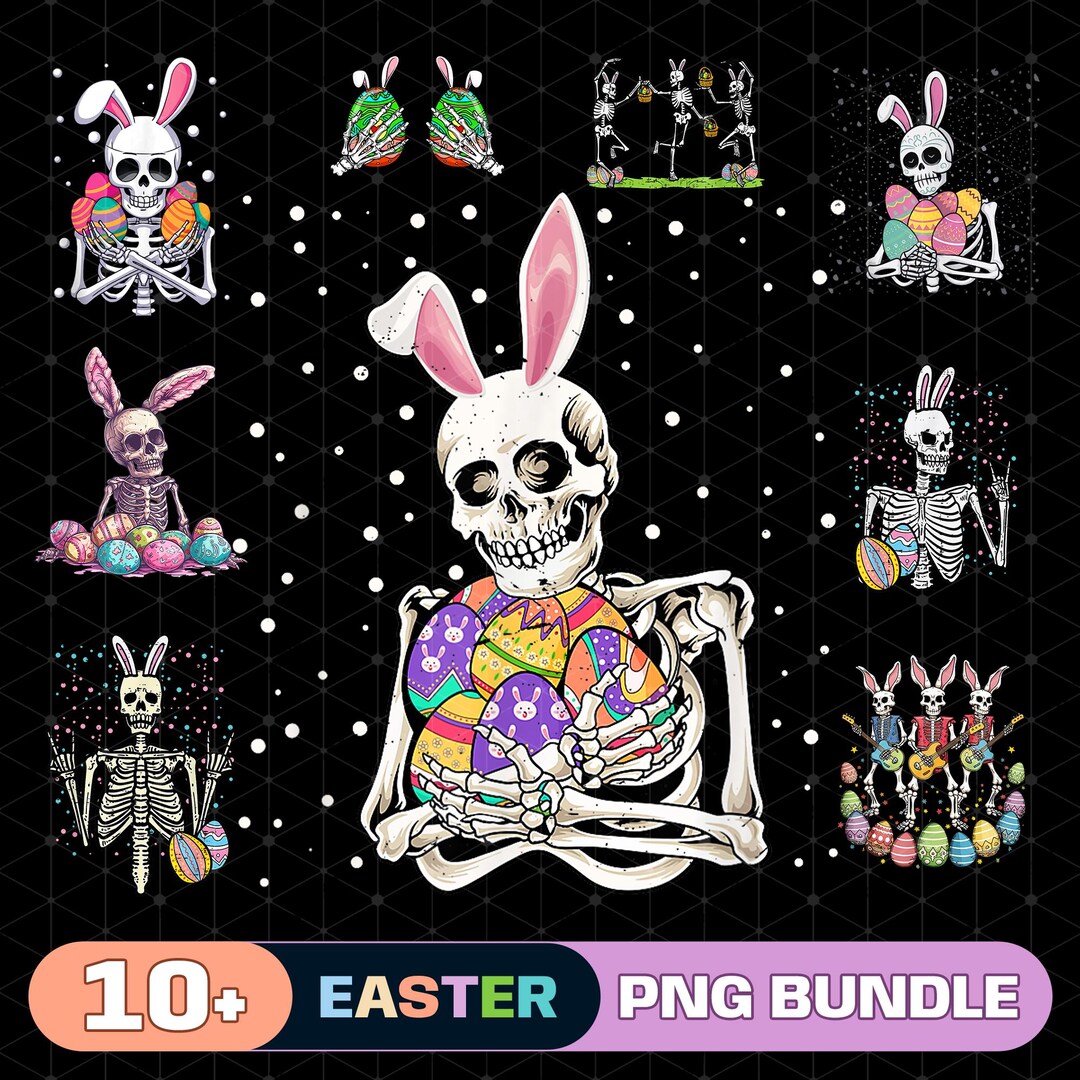 Funny Skeleton Easter Bunny PNG – Skeleton With Bunny Ears PNG – Easter ...