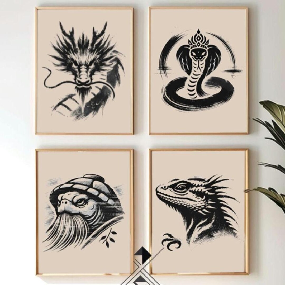 Printable Reptile Art - Dragon, Snake, Turtle & Lizard - Digital Wall ...