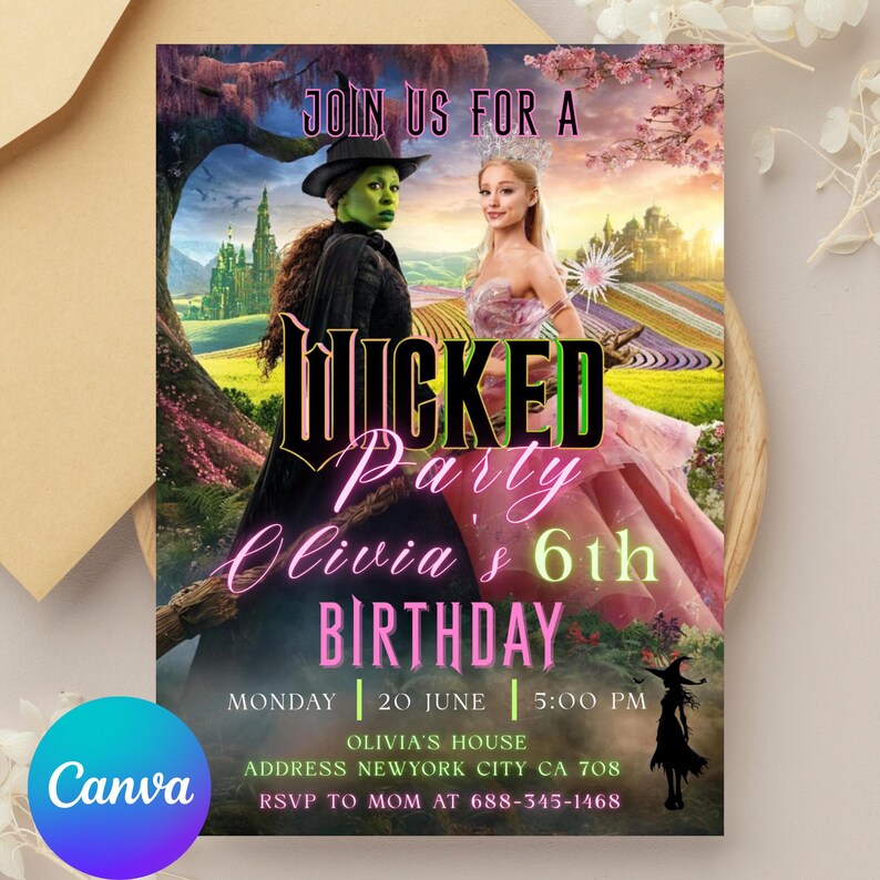 Wicked Birthday Party Invitation, Wicked Party Invitation, Wicked ...