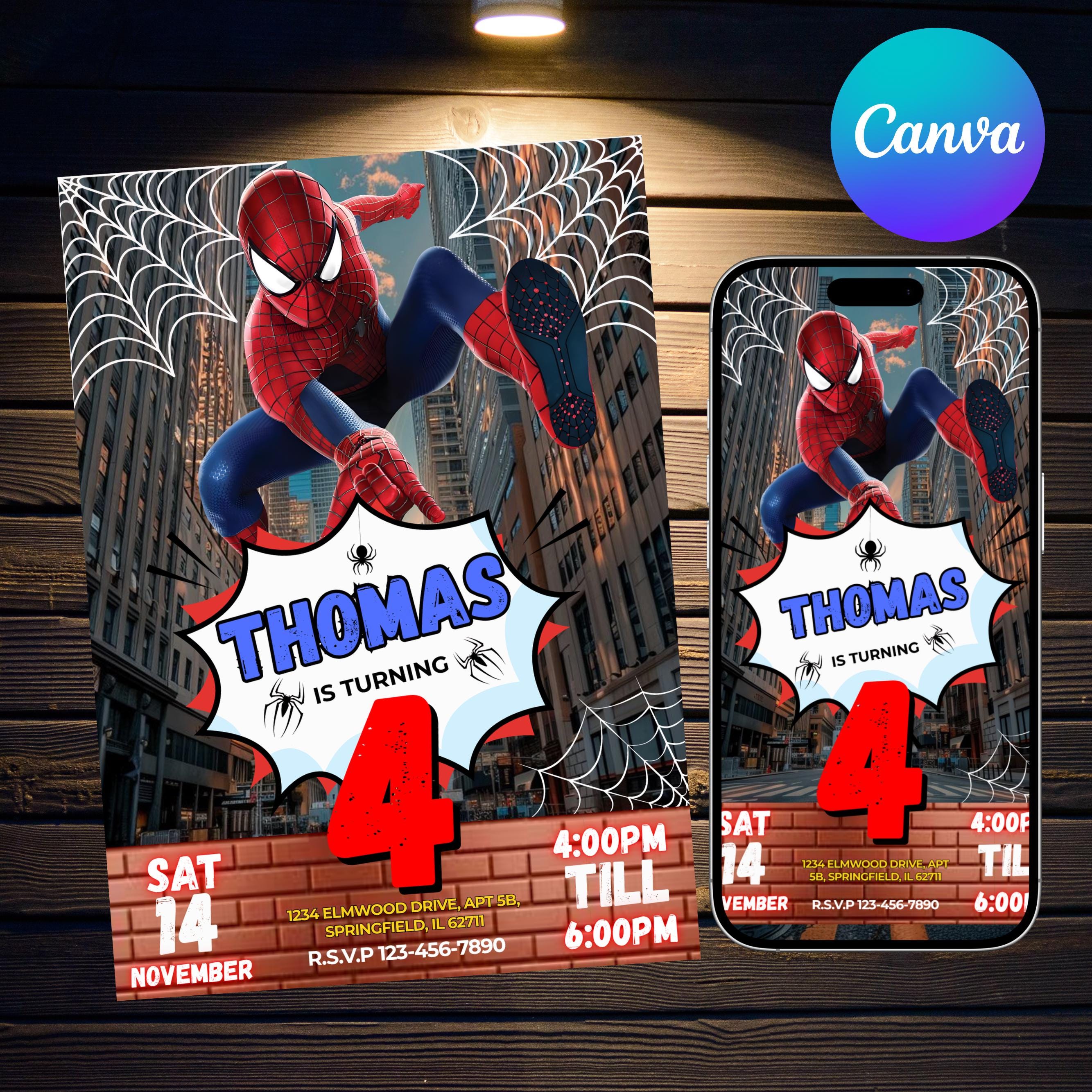 Editable Spider Man Birthday Invitation, Spider-man Birthday Party ...