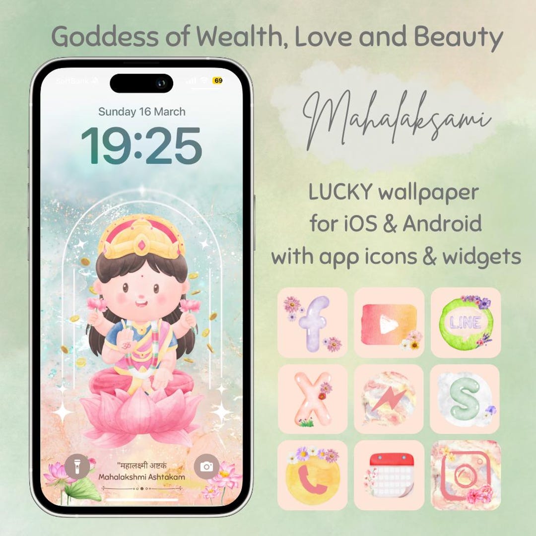 LUCKY Phone Theme Ios and Android. Love and Wealth Digital Wallpaper - Etsy