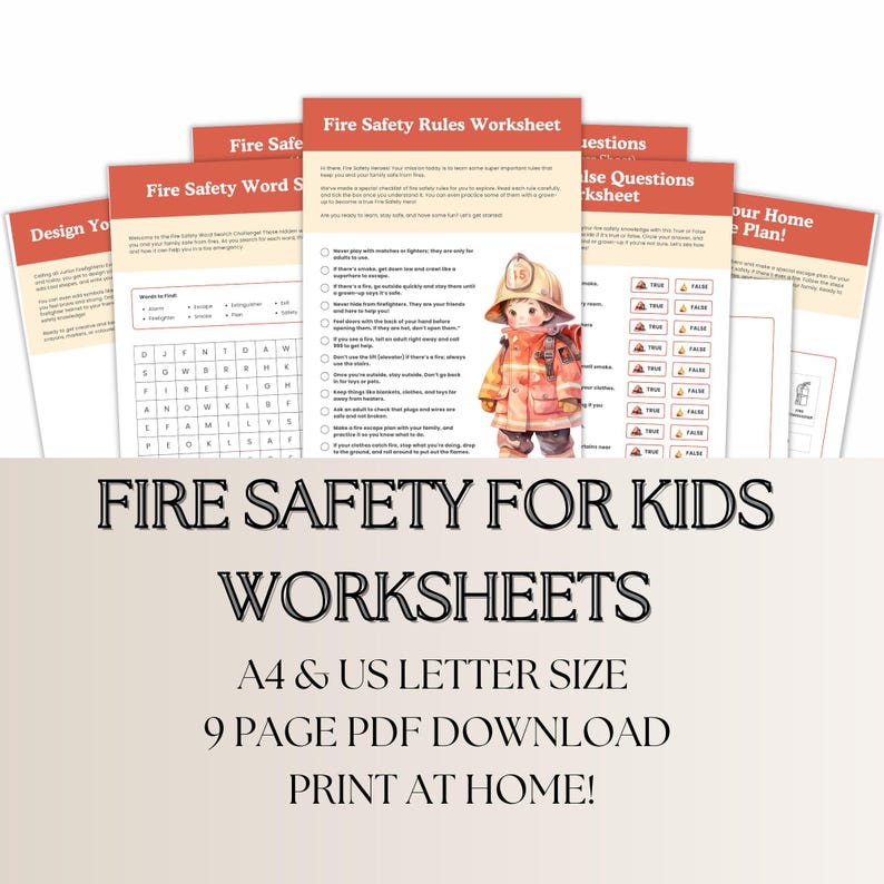 Fire Safety Worksheets for Kids 9 Printable Activities Fire Prevention ...