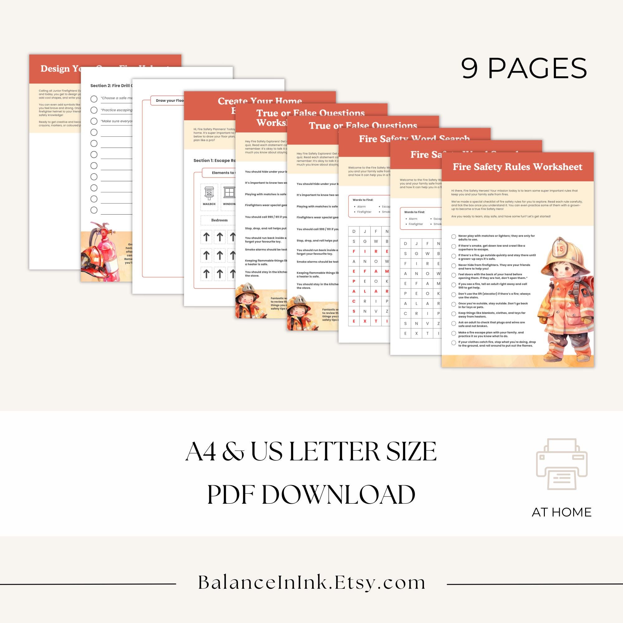 Fire Safety Worksheets for Kids 9 Printable Activities Fire Prevention ...