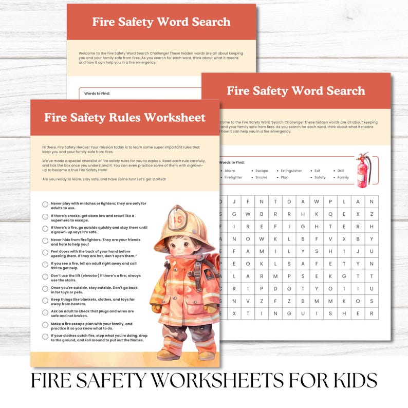 Fire Safety Worksheets for Kids 9 Printable Activities Fire Prevention ...