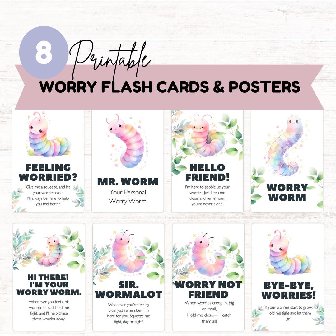 Printable Worry Cards With Rhyming Messages for Kids– Calm Affirmations ...
