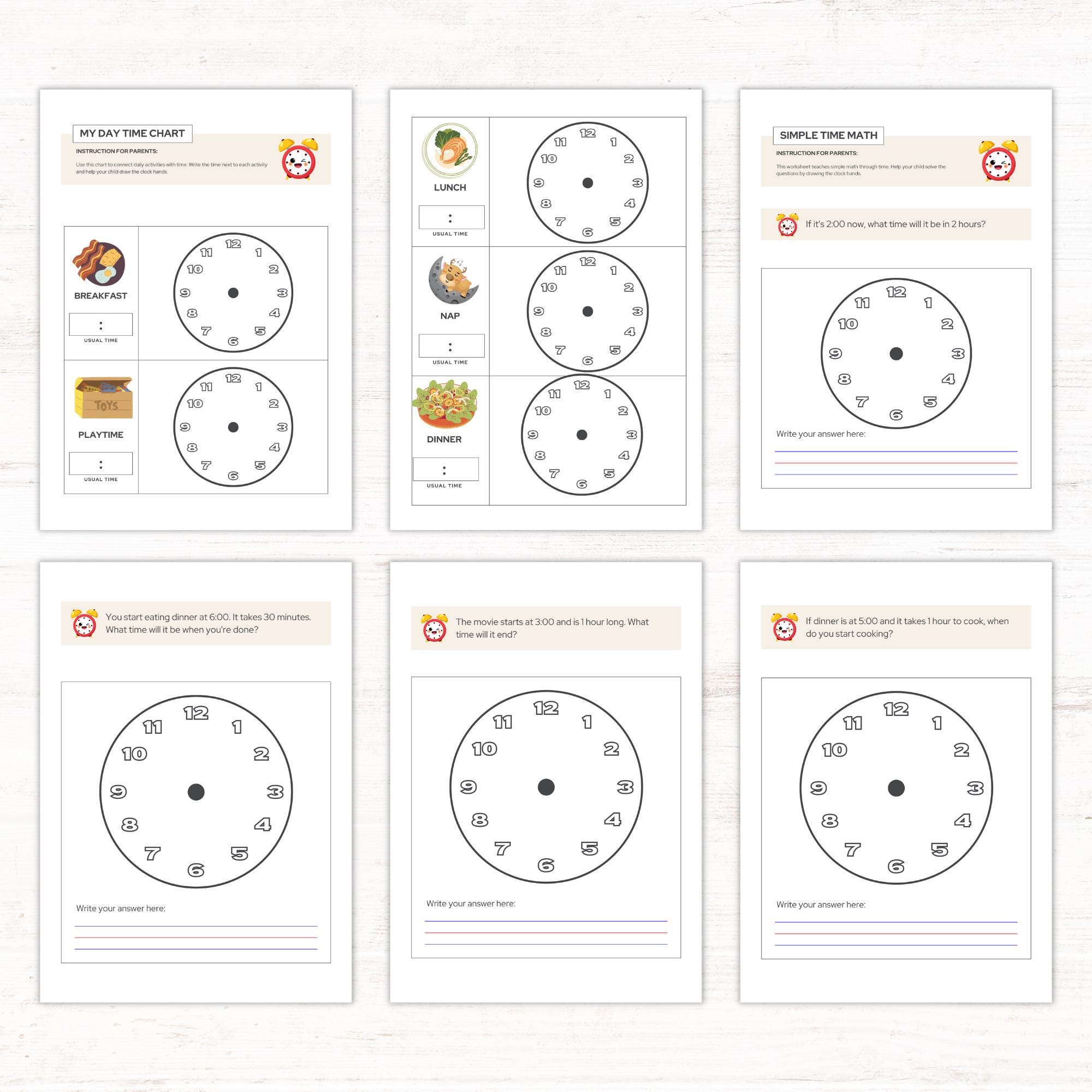 Learn to Tell Time Printable: Clock Puzzles & Math Activities (PDF) - Etsy