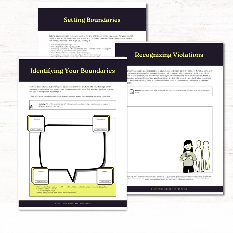 Boundaries Worksheets for Teens | Printable Social & Emotional Skills ...