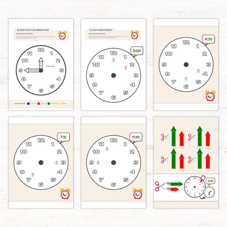 Learn to Tell Time Printable: Clock Puzzles & Math Activities (PDF) - Etsy