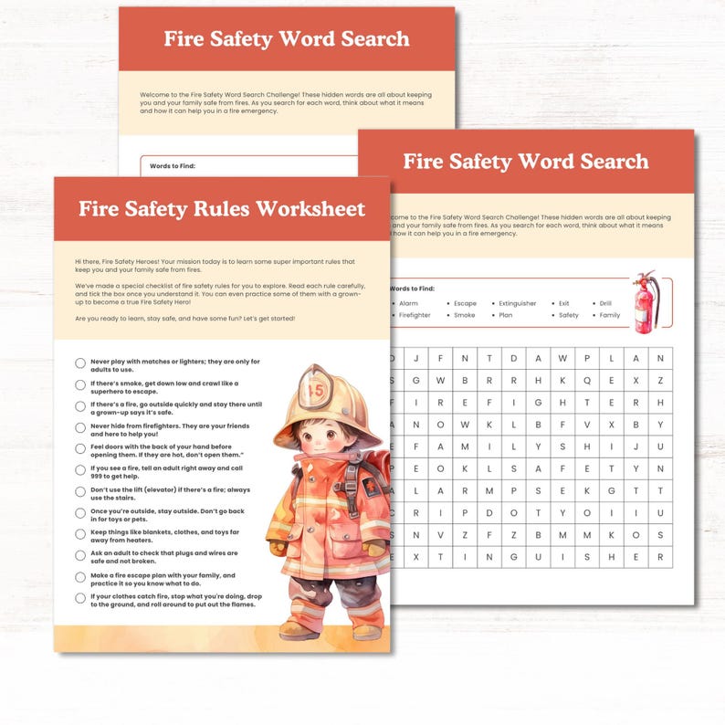 Kids Fire Safety Worksheets 9 Printable Activities Fire Prevention ...