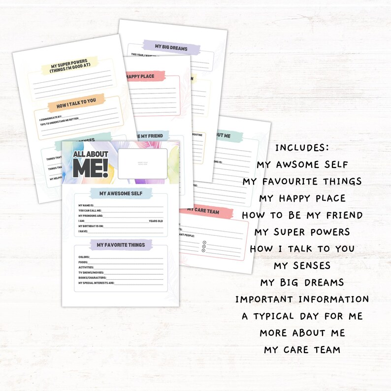 All About Me Worksheet: Special Education, IEP Printable (PDF) - Etsy