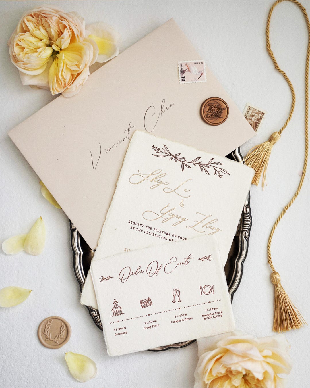 Elegant Foil Wedding Invitation – Handcrafted Letterpress Design With ...