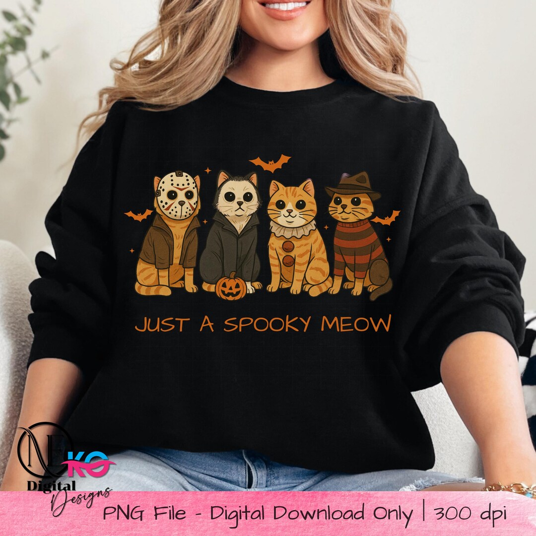 Just a Spooky Meow PNG, Halloween Cat Illustration, Spooky Halloween ...