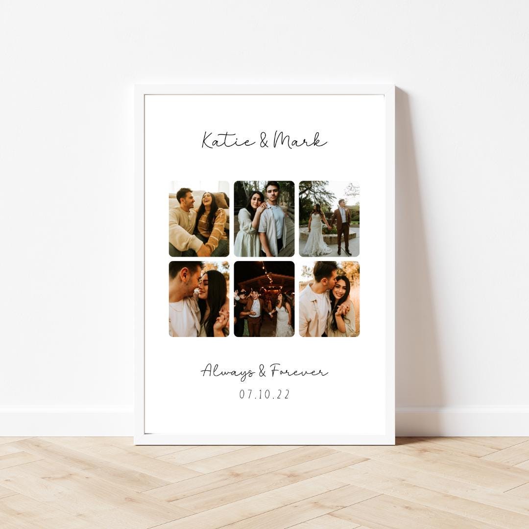 Personalised Couple Photo Collage Print, Anniversary Gift, Gift for ...