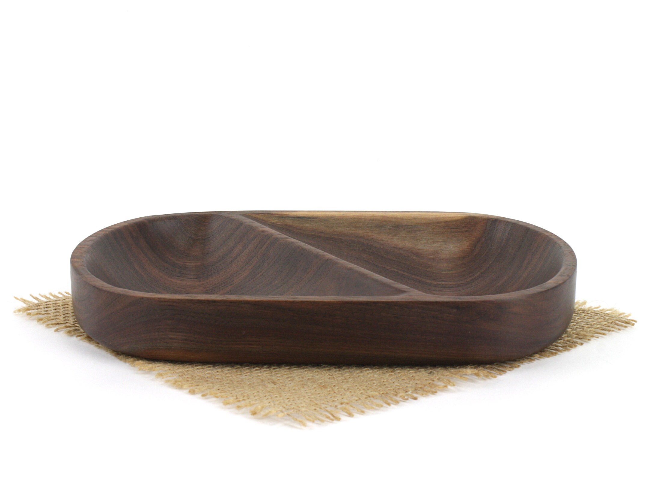 Wood Divided Bowl, Small Wood Bowl, Wood Candy Dish , Nut Bowl, Snack Bowl