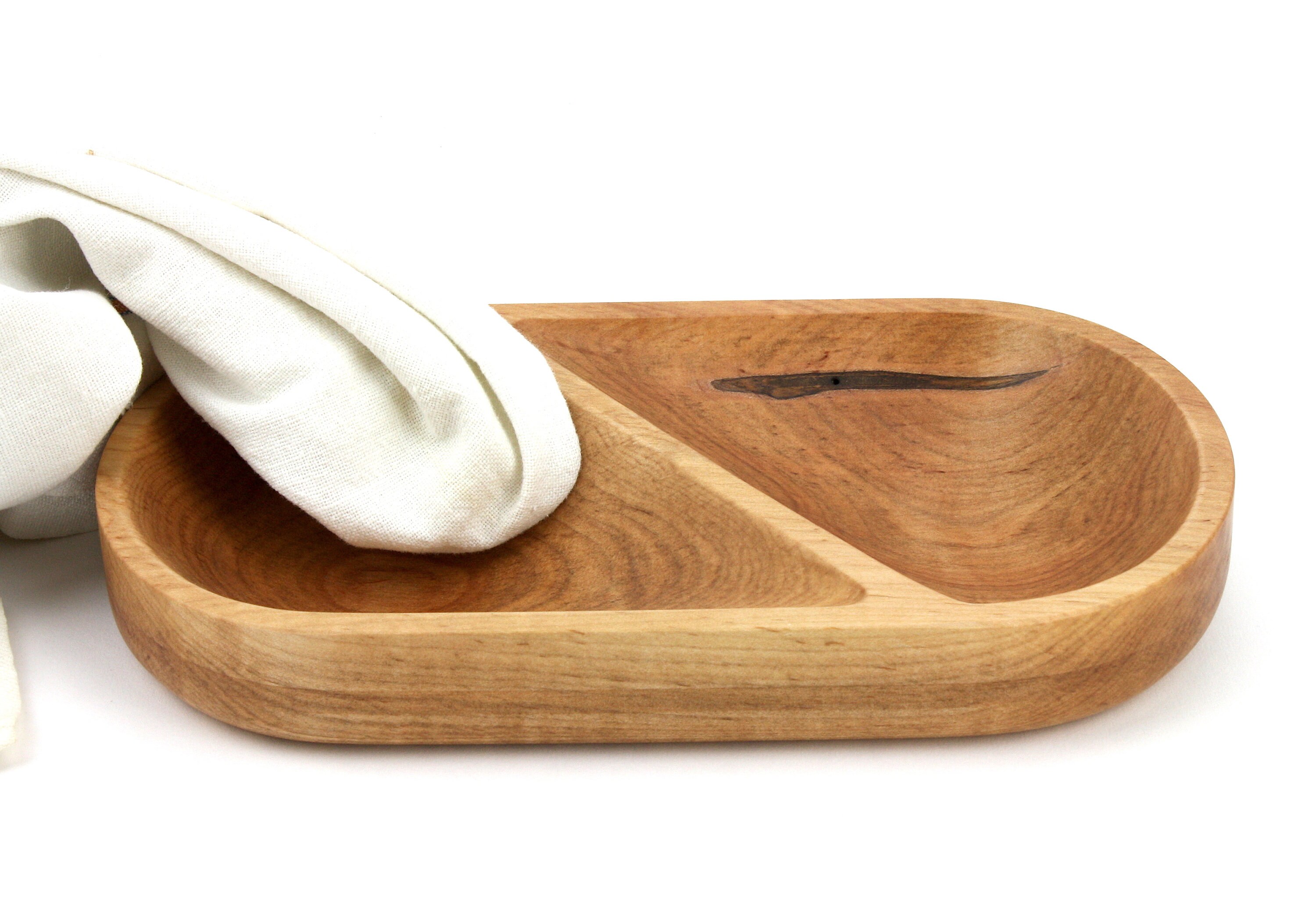 Wood Divided Bowl, Small Wood Bowl, Wood Candy Dish , Nut Bowl, Snack Bowl