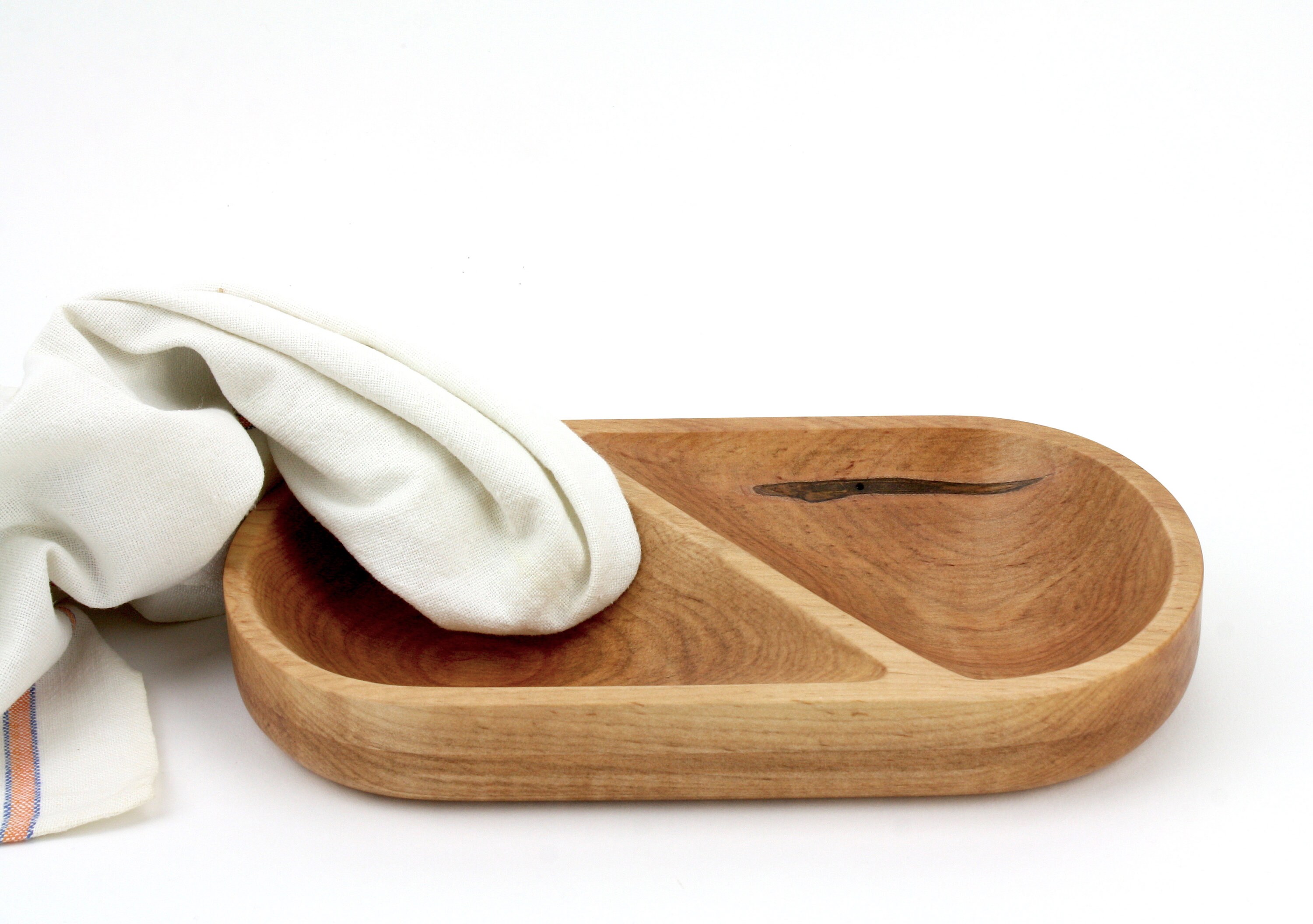 Wood Divided Bowl, Small Wood Bowl, Wood Candy Dish , Nut Bowl, Snack Bowl