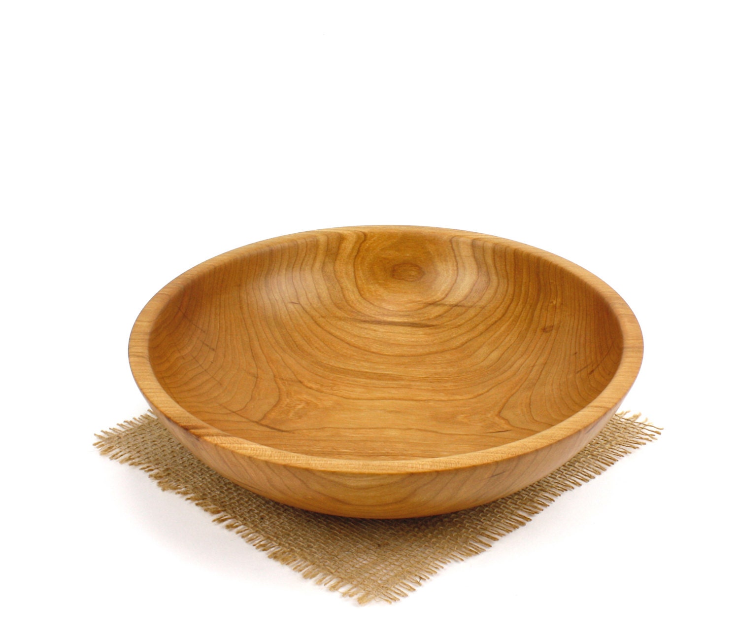 Wooden Shallow Cherry Salad Bowl, Fruit Bowl, Pasts Bowl