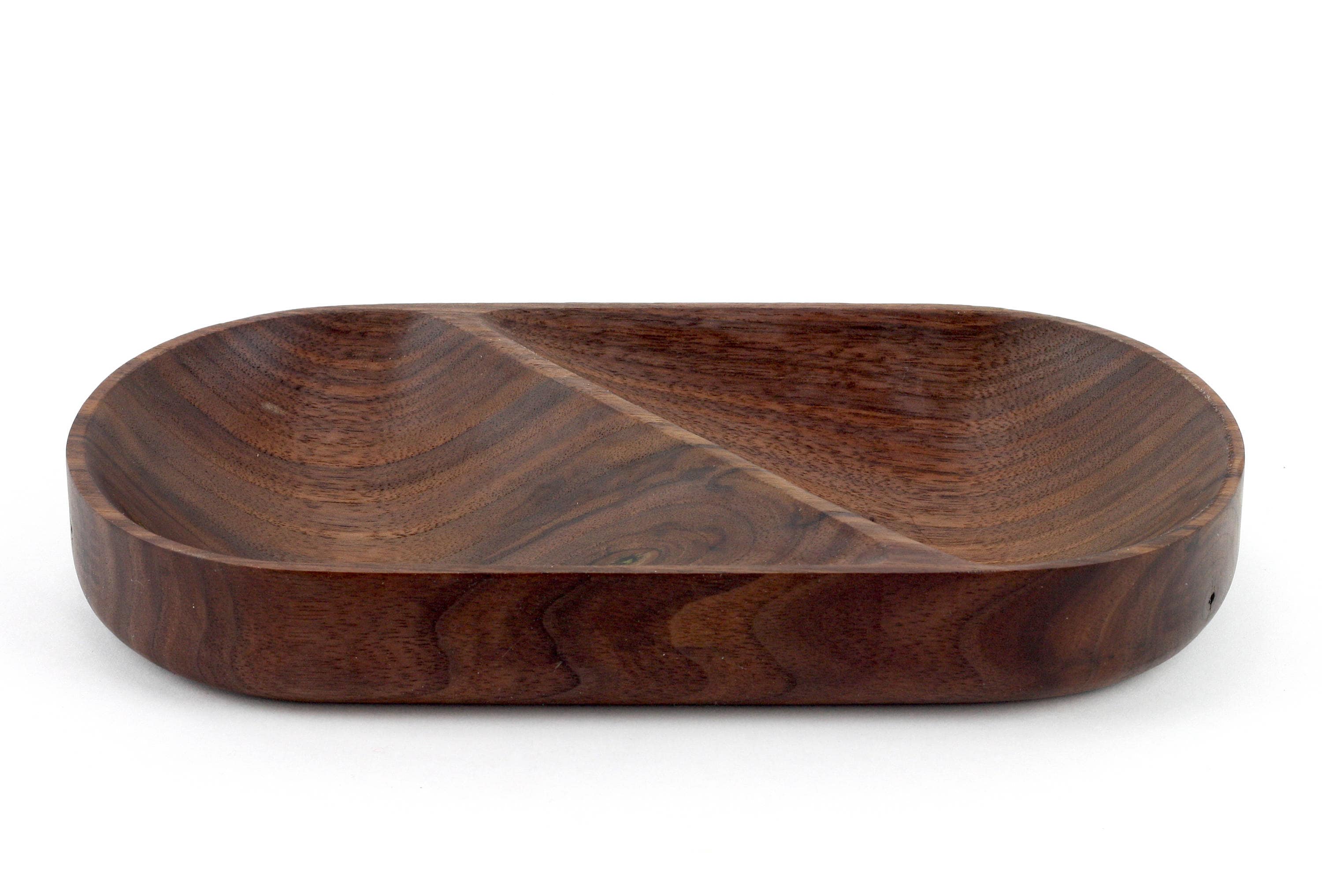 Wood Divided Bowl, Small Wood Bowl, Wood Candy Dish , Nut Bowl, Snack Bowl