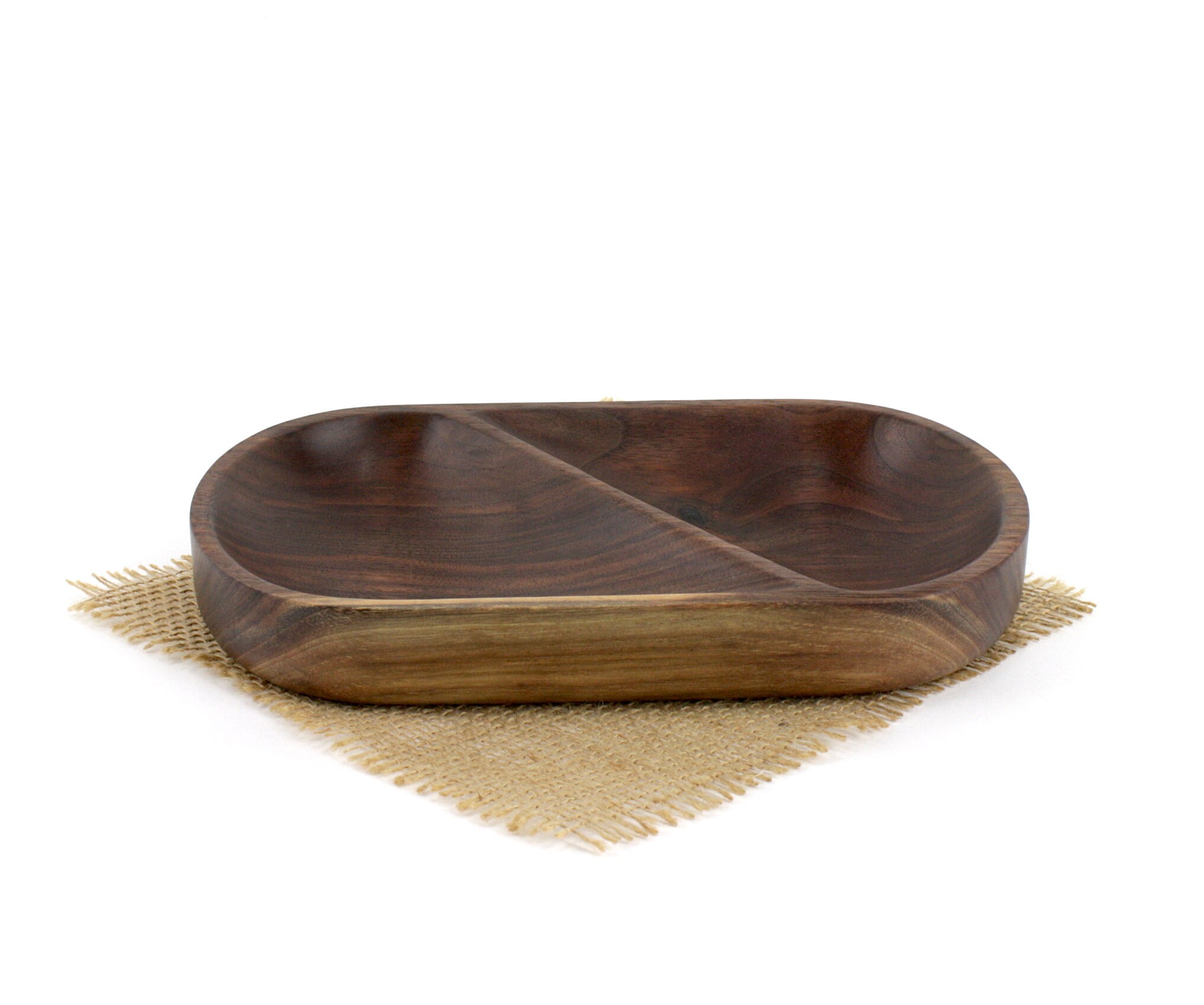 Wood Divided Bowl, Small Wood Bowl, Wood Candy Dish , Nut Bowl, Snack Bowl