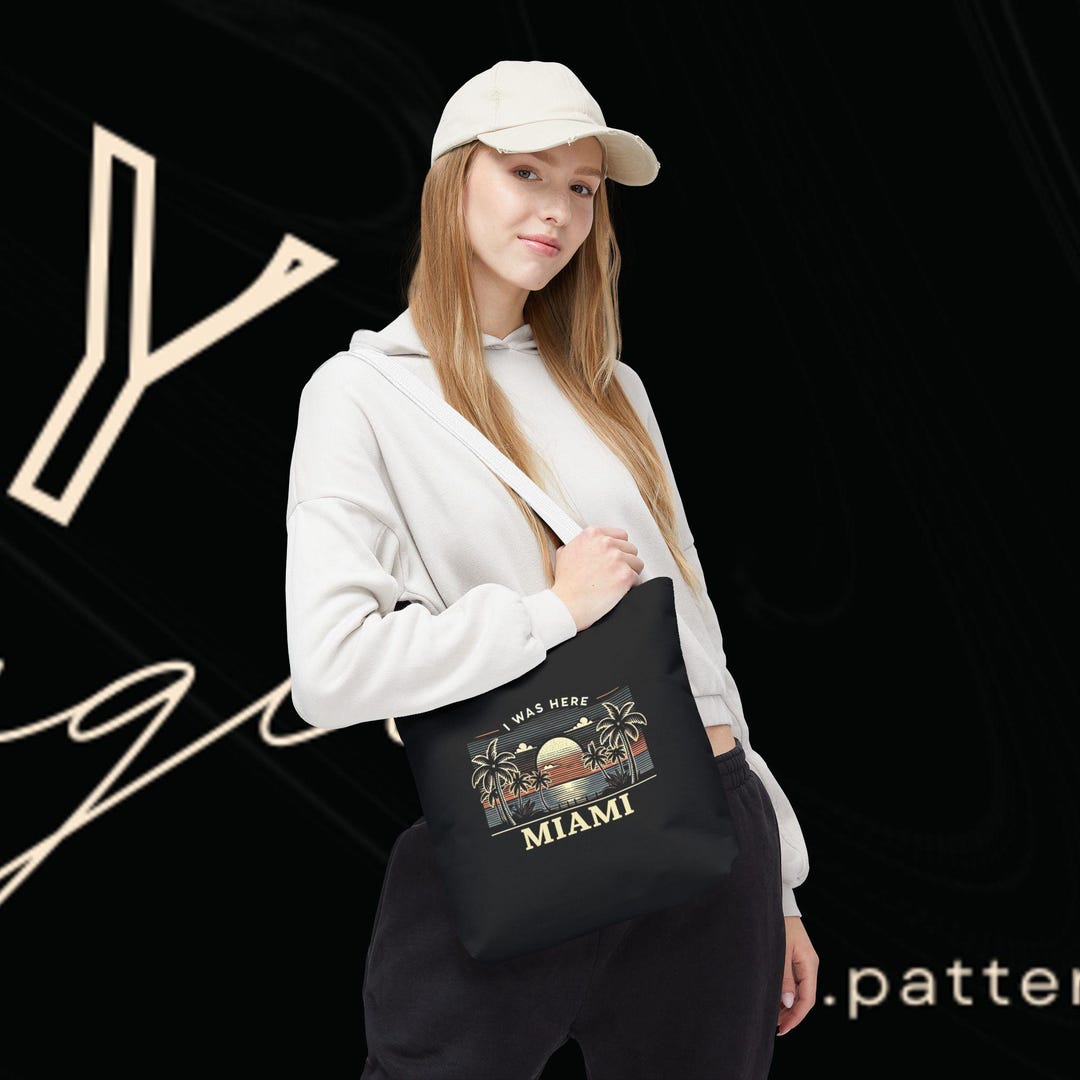 Tote Bag - 'I Was Here Miami' Vintage Beach Vibe, Perfect for Travel ...