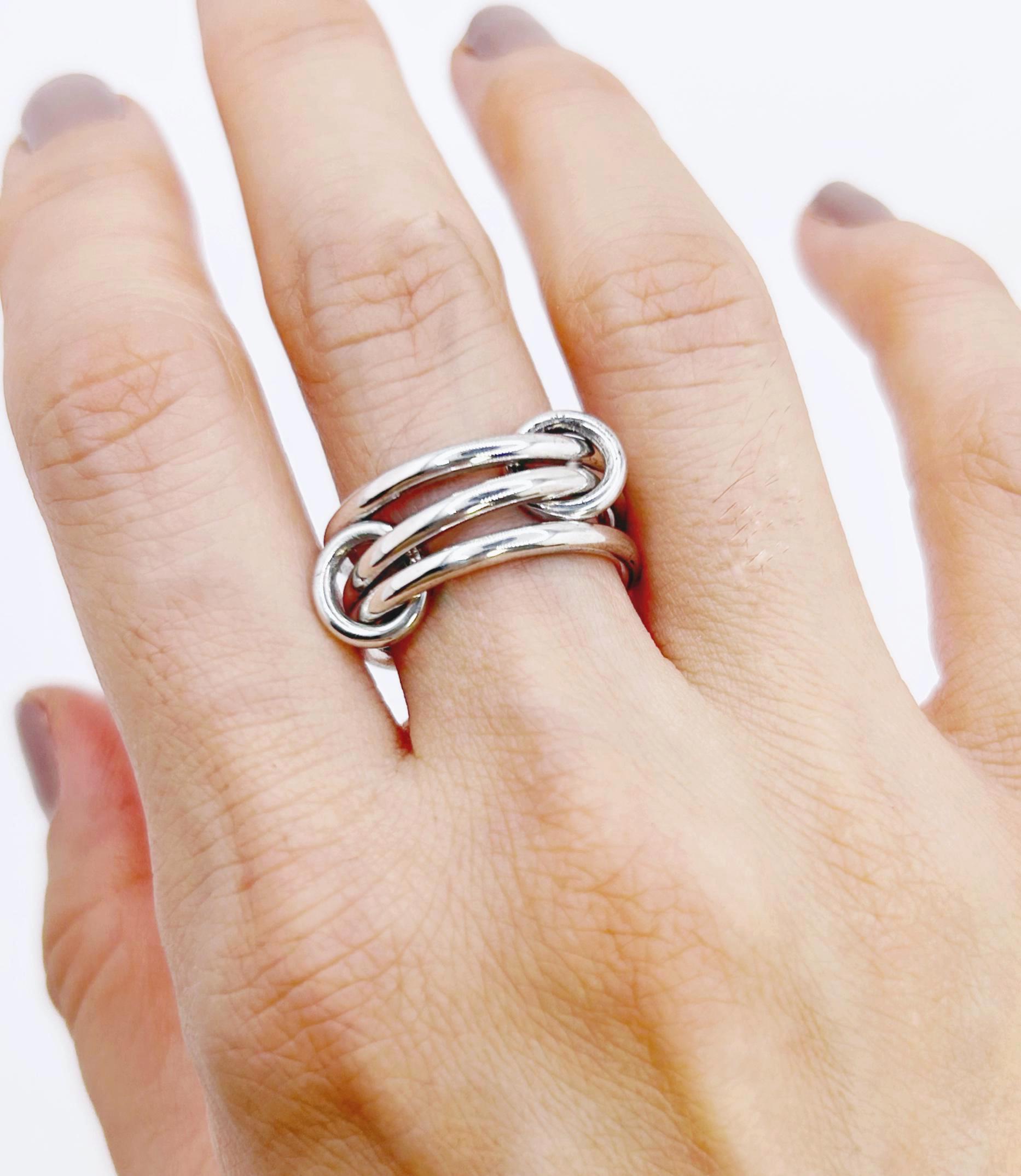 Sterling Silver Linked Ring Trio: Handmade Stackable Band Set,triumph ...