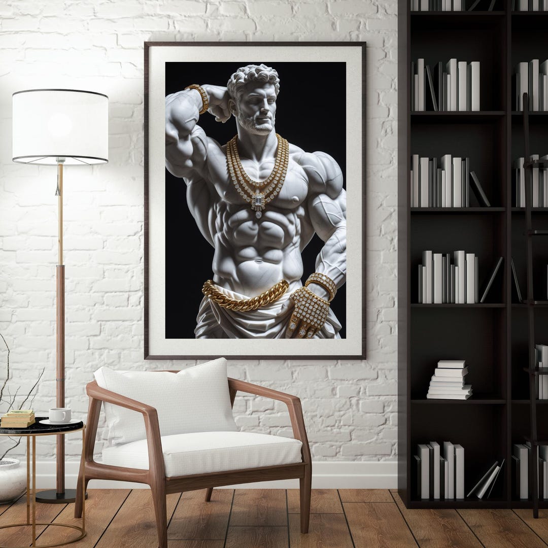 Body Builder Greek Statue Wall Art, Greek Male Statue Print, Greek ...