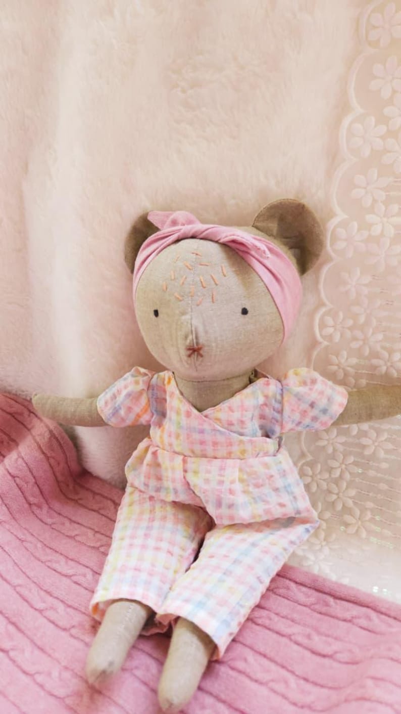 Handmade Organic Cotton Stuffed Bear Doll: Customizable Cuddly Plush ...