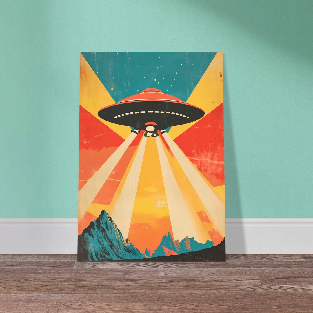 Vintage UFO Poster Retro Sci-fi Alien Abduction Print Mid-century Space ...