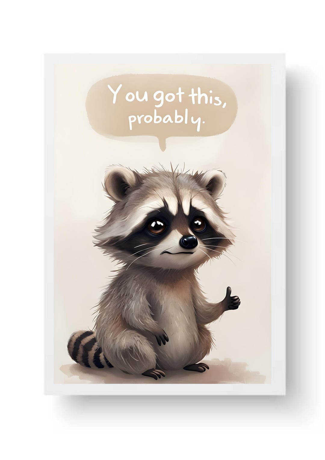 Funny Emotional Support Animal Poster – Motivational Raccoon With Quote ...