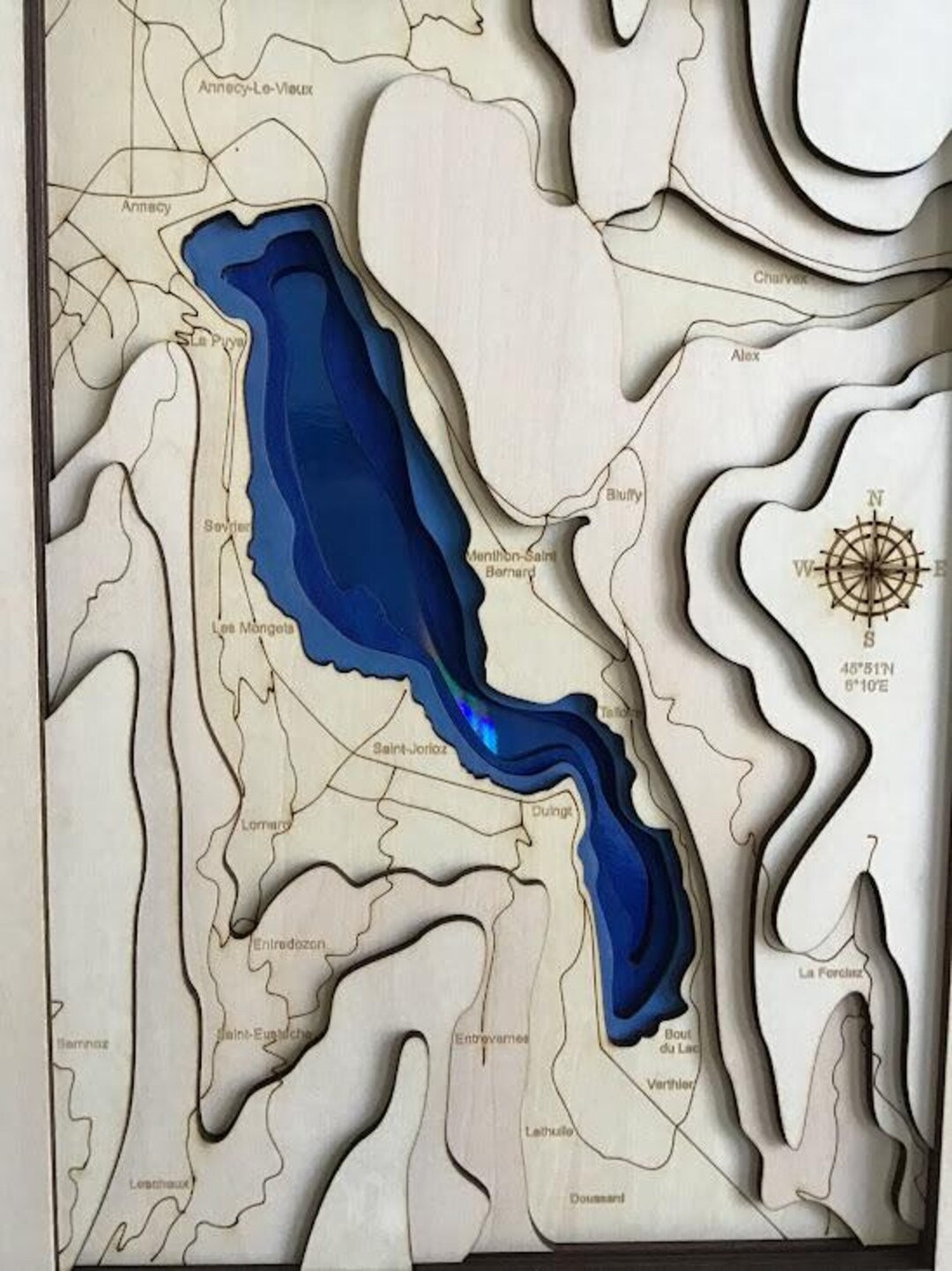 Superb 3D Map of Lake Annecy, Original Wall Decoration With Depth ...
