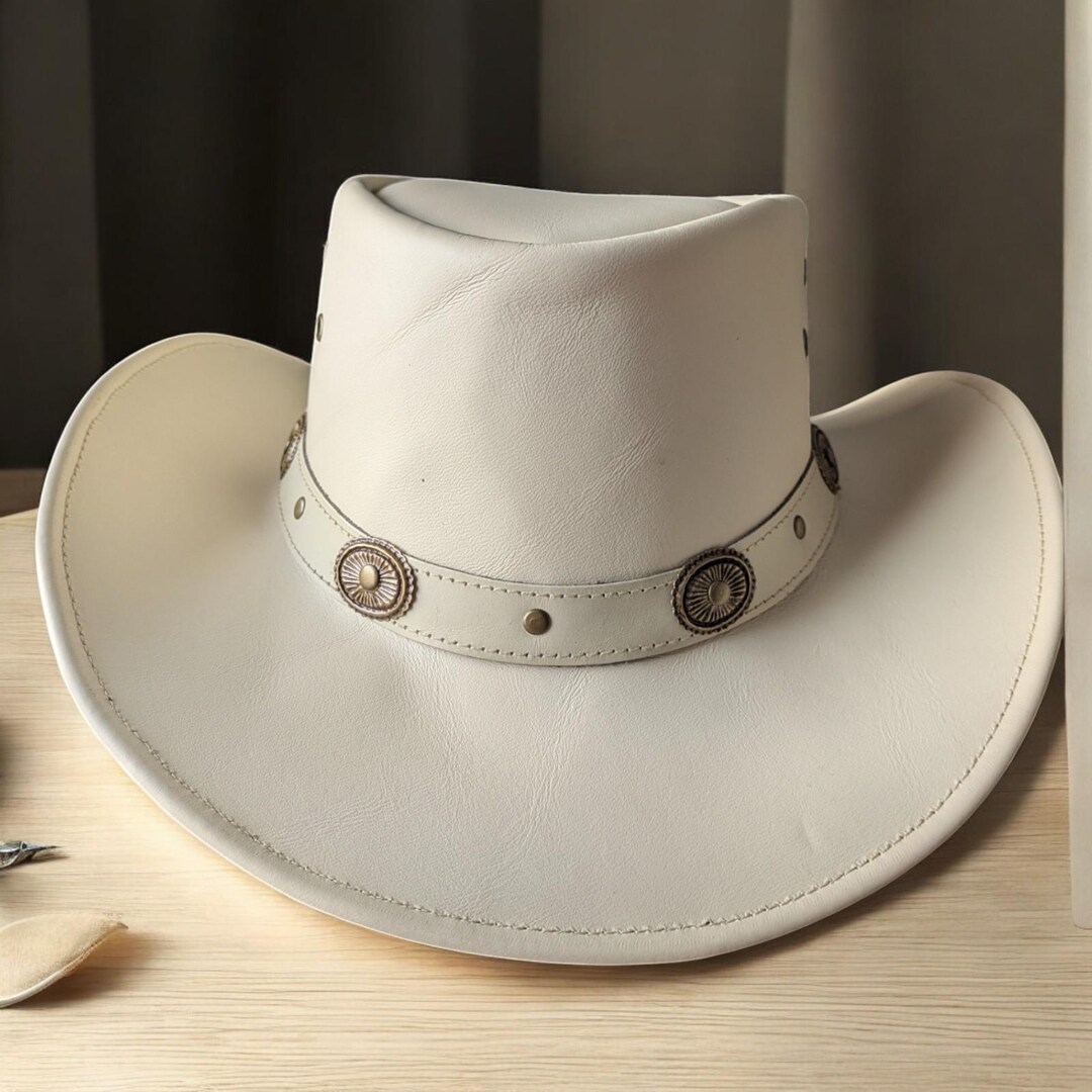 Handmade Genuine Leather Western Top Hat, Custom Cowboy Cosplay Hat ...