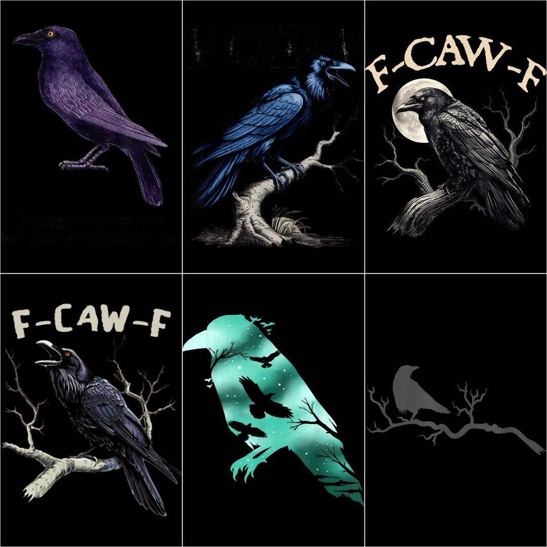 F-caw-f Png, F-CAW-F, Funny Raven Design, Gothic Crow Art, Halloween ...