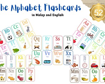 The Alphabet Flashcards in Malay and English. 52 Flashcards. Preschool ...