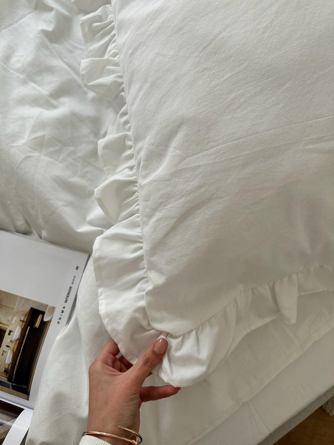 White Ruffled Bedding Set, Shabby Chic Duvet Cover With Pillowcases ...