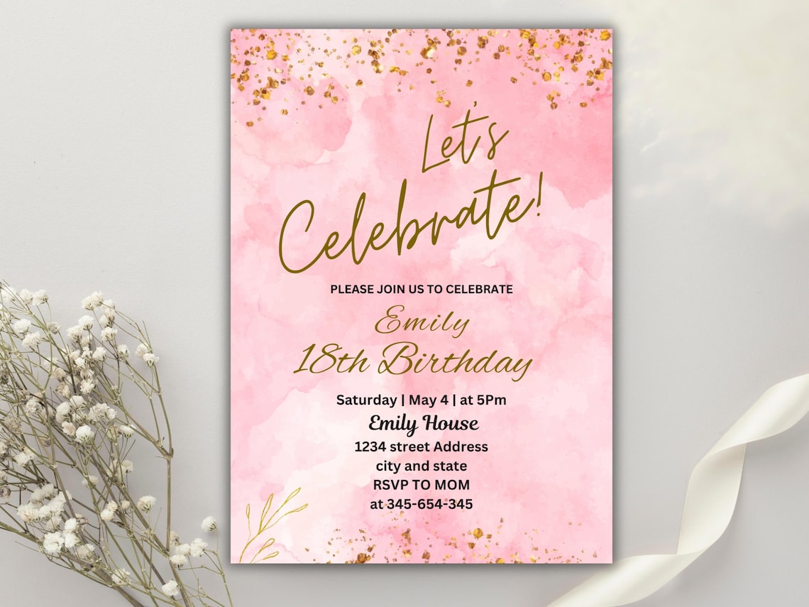 Let's Celebrate Invitation Template, Tropical Brunch Party Invitation ...