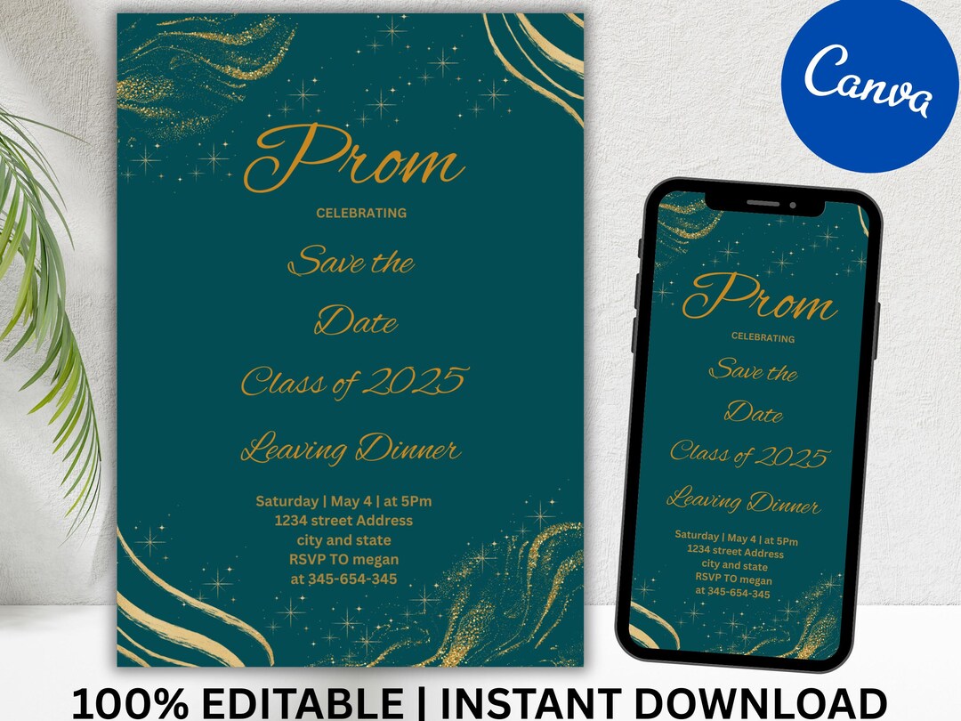 Prom Night Invitation, Prom Party Invitation, Prom Send off Digital ...